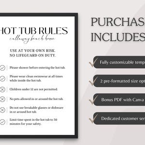 Hot Tub Rules & Safety Sign for Airbnb or VRBO Rental, FULLY ...