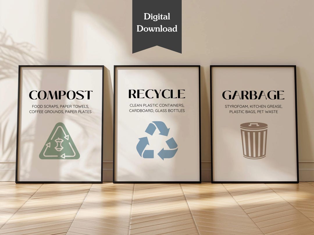 Airbnb Garbage, Compost, Recycling Signs | Trash Sorting Signs ...