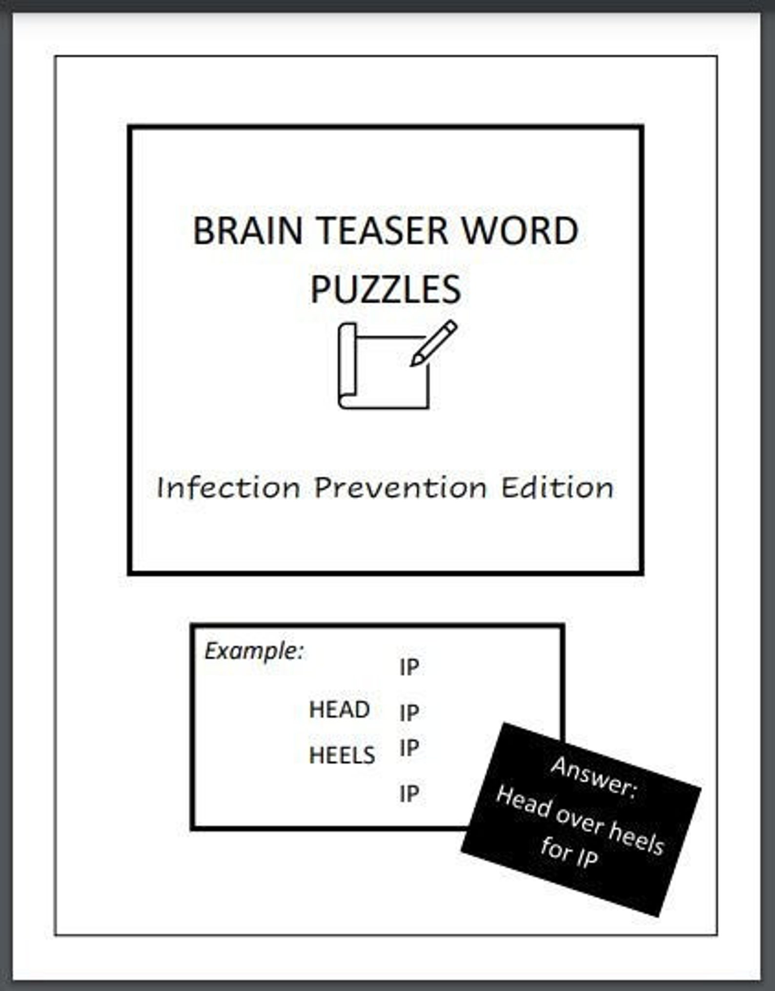 Infection Prevention Word Puzzle Rebus Brain Teaser Game - Etsy