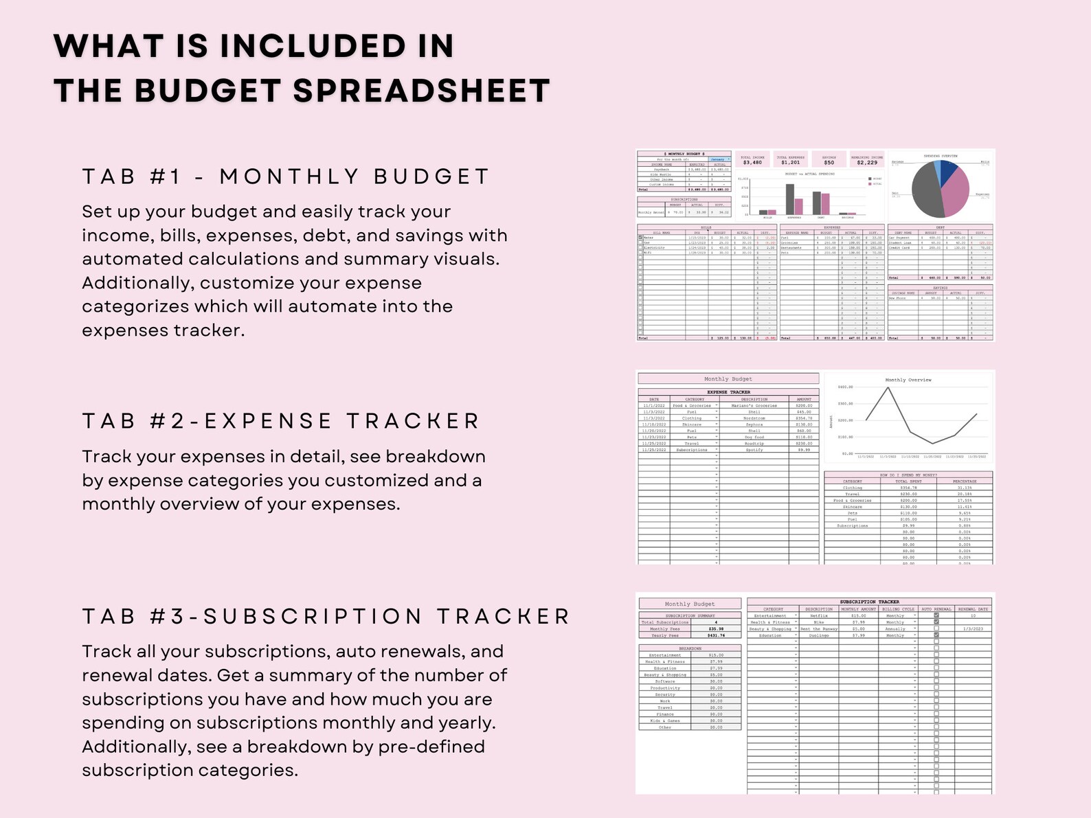 Monthly Budget Tracker for Google Sheets, Digital Automated Budget ...