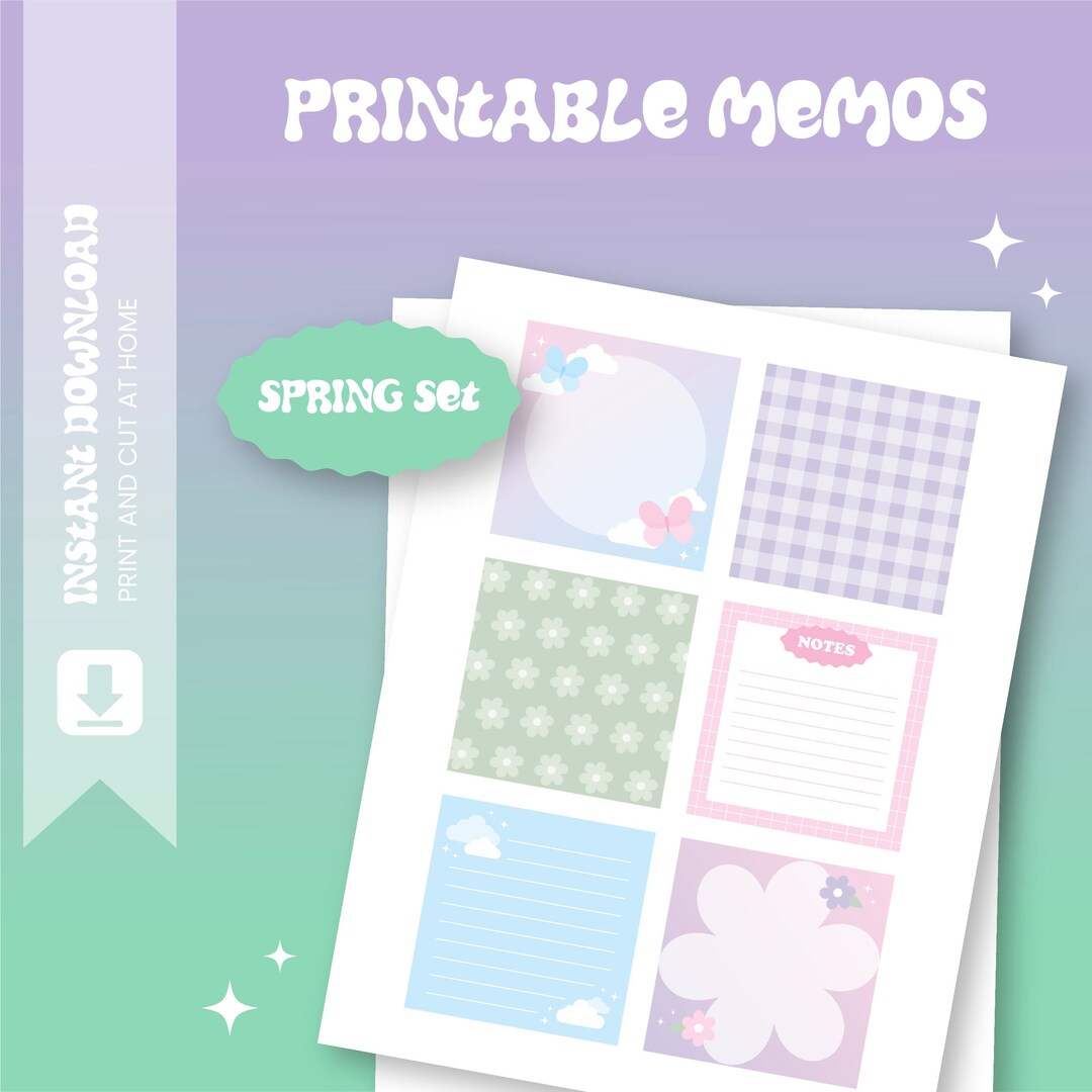 Memo Sheets Digital Files, Printable Sheet, Instant Download, Planner ...