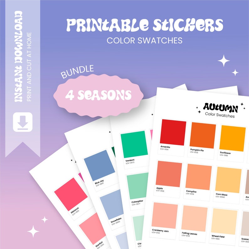 Printable Color Swatch Stickers 4 Seasons Bundle Digital - Etsy