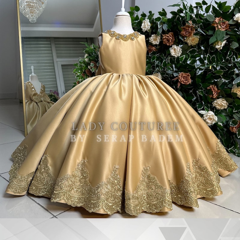 Gold Flower Girl Dress - Etsy