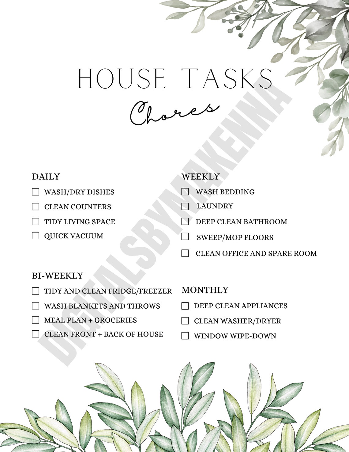 Editable Cleaning Schedule Canva Template House Tasks - Etsy