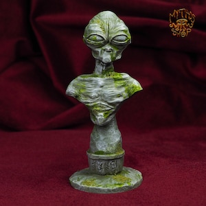 Alien Bust, Green Stone. Ancient Stone. Handmade Collectible Figures ...