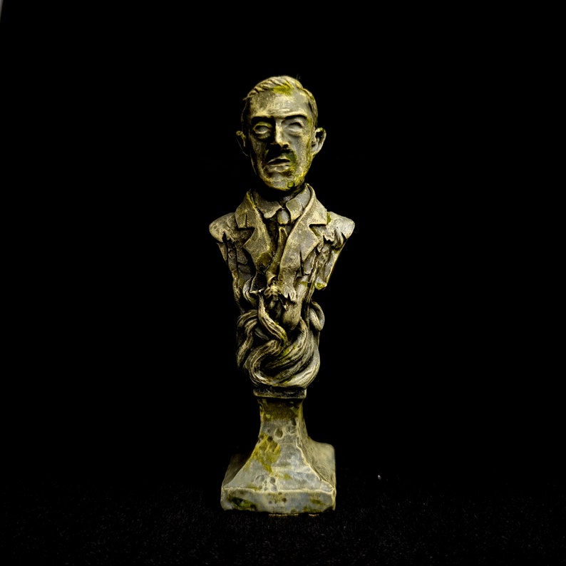 H.P. Lovecraft Mini Bust, Hand Painted. Handmade. Lovecraftian, Call of ...
