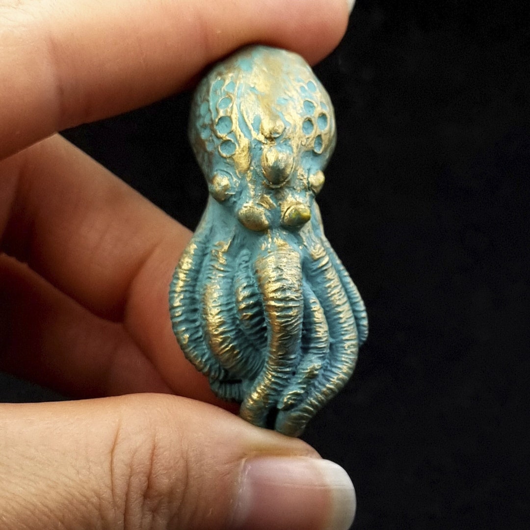 Cthulhu Pendant Necklace, Amulet Old Gold Bronze H.p.lovecraft Handmade ...