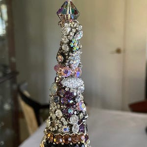 Iridescent Rhinestones With Purple Jewel Accented Cone Tree - Etsy