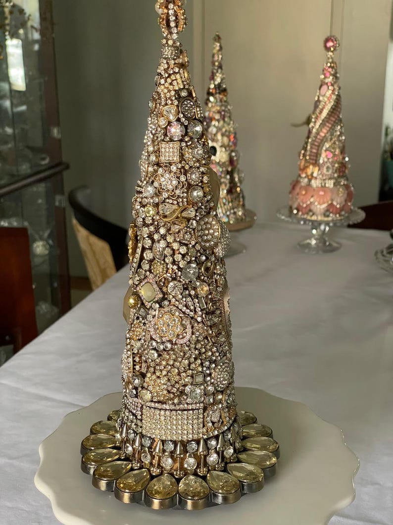 Gold Tone Rhinestone Encrusted Table Top Tree - Etsy