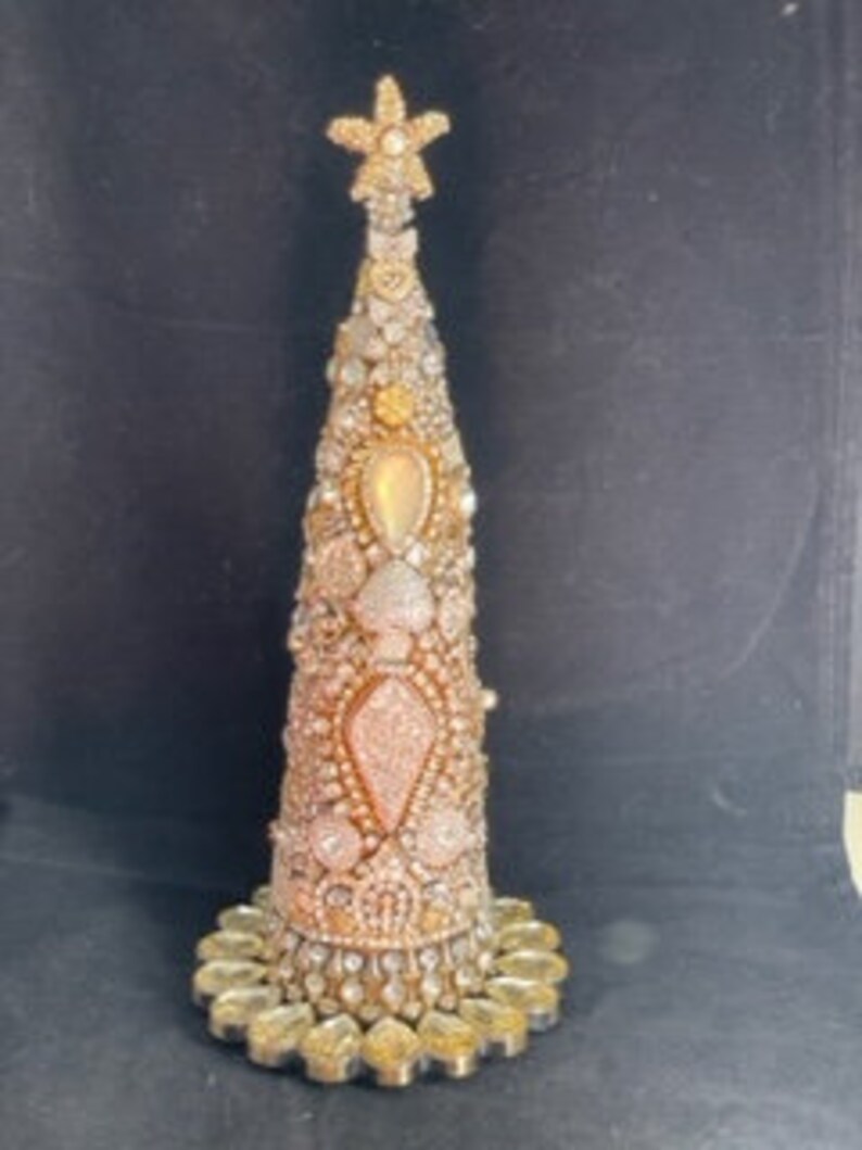 Gold Tone Rhinestone Encrusted Table Top Tree - Etsy