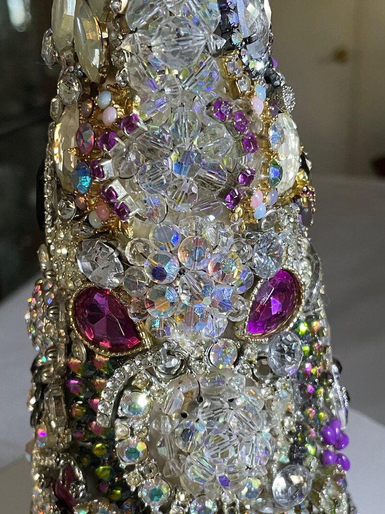 Iridescent Rhinestones With Purple Jewel Accented Cone Tree - Etsy