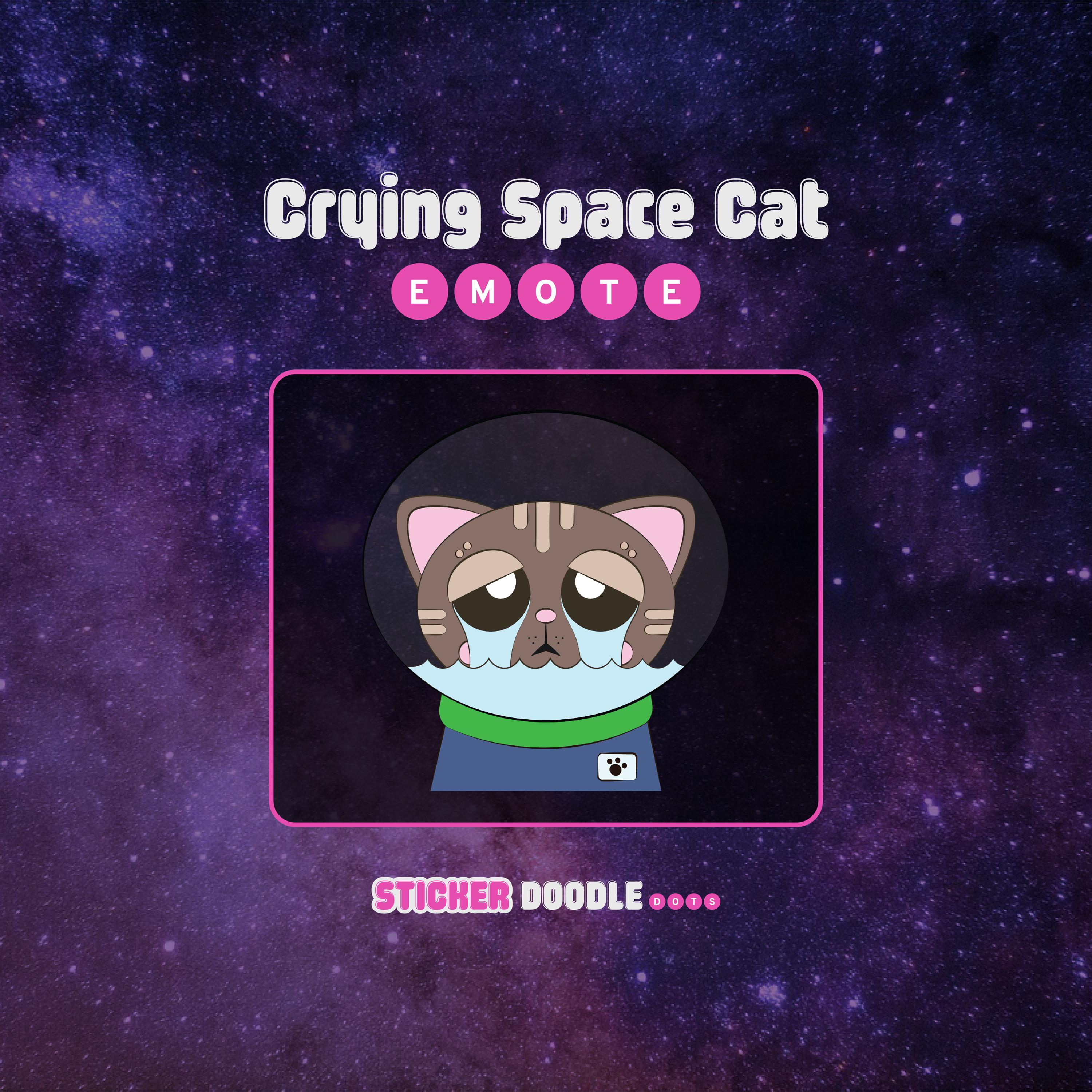 Sad Space Cat | Static Crying Cat Emote for Twitch and Discord - Etsy