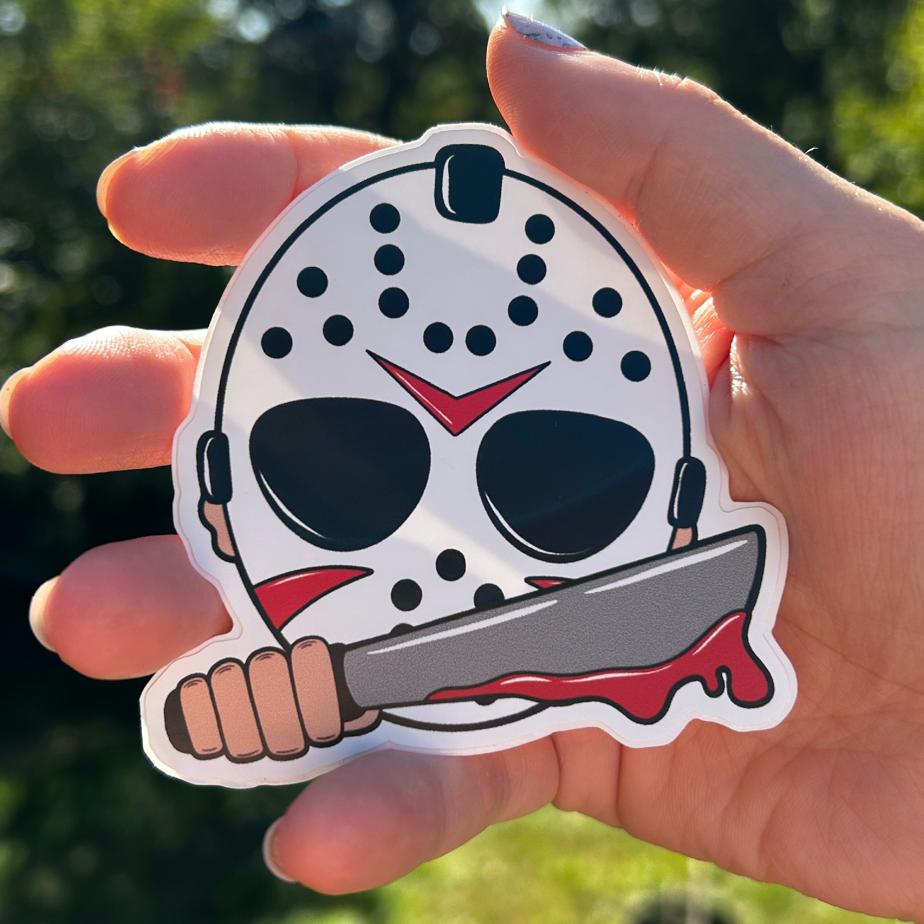 Hockey Mask Slasher Die Cut Sticker | 3 Inch Matte Horror Halloween ...