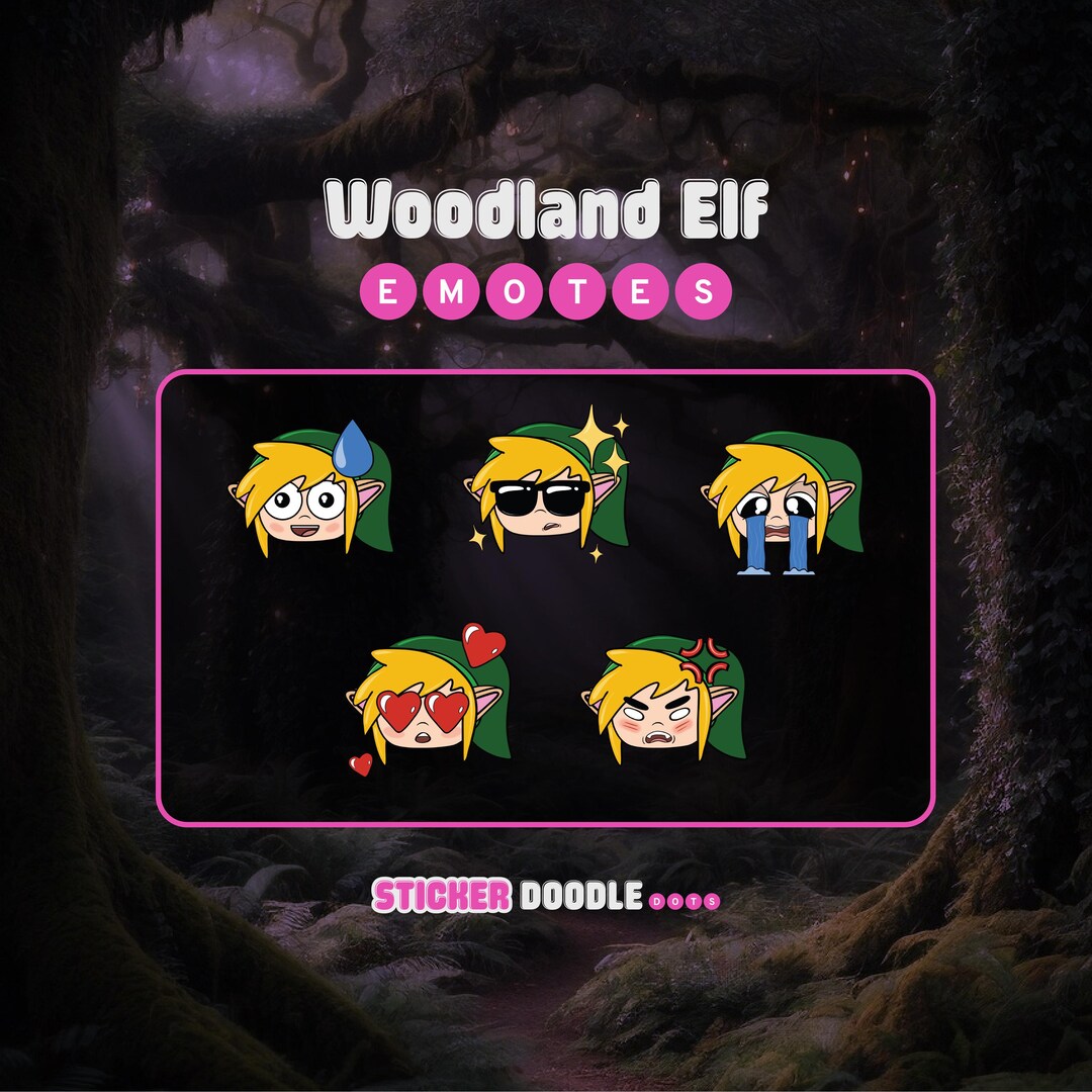 Zelda Inspired Woodland Elf Emotes | 5 Hand-drawn Digital Emotes for ...