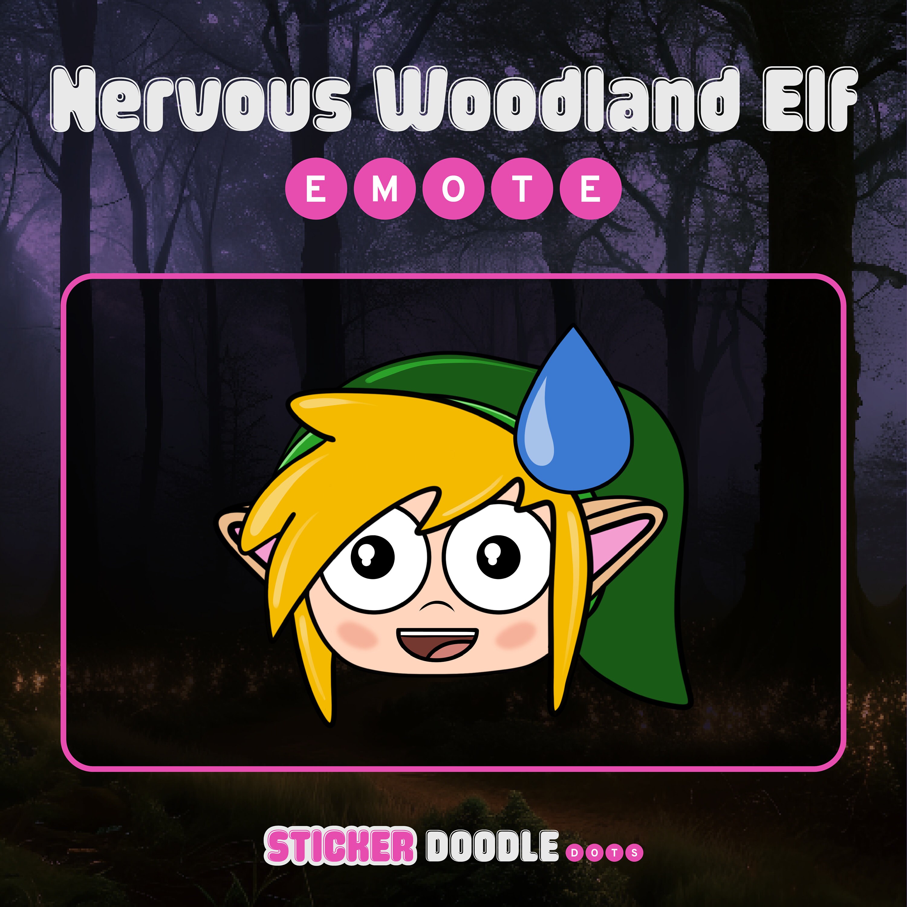 Nervous, Cute Woodland Elf Anime Emote for Twitch & Discord Video Game ...