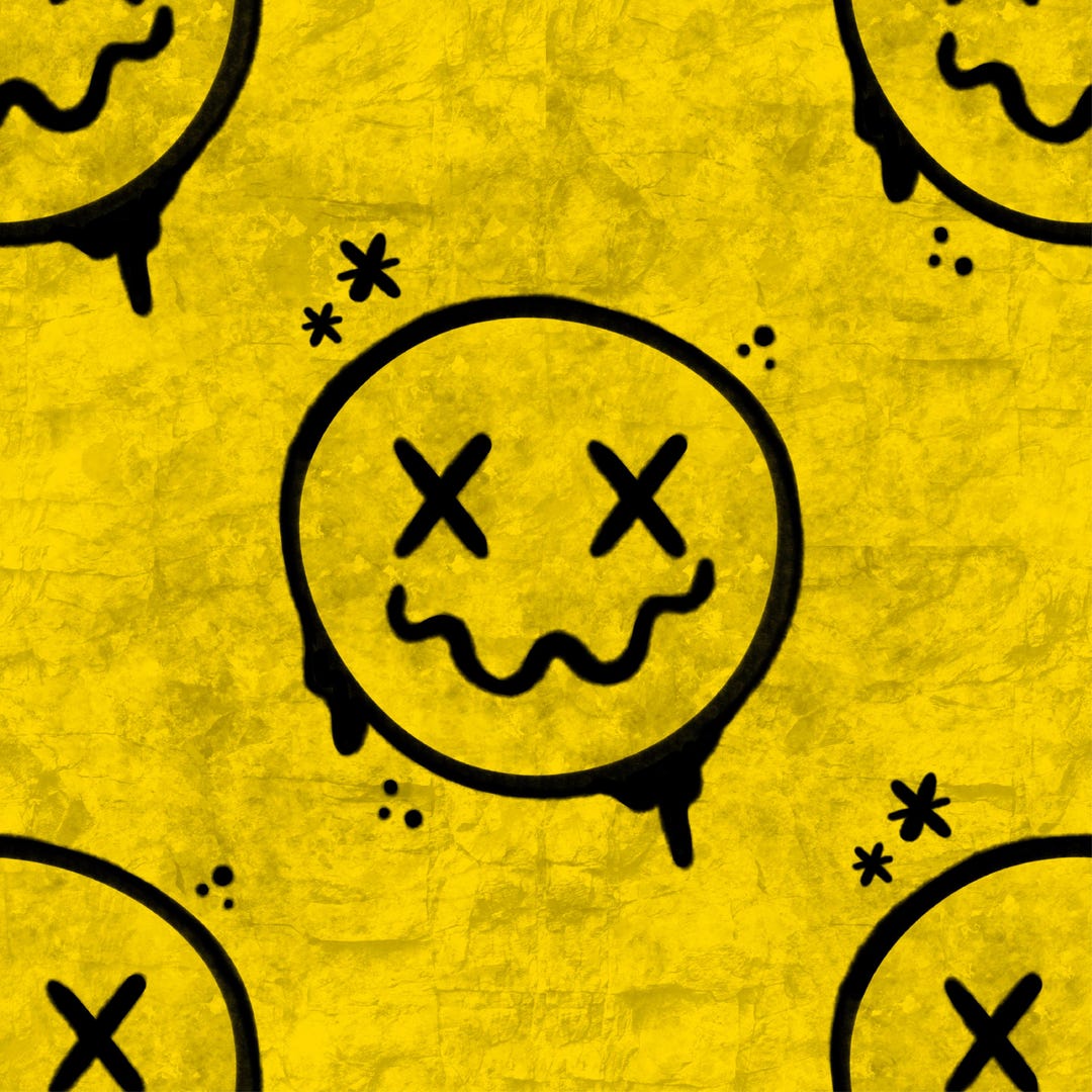 Grunge Smiley Face Digital Paper Bundle – 6 Seamless Hand-drawn 12x12 ...