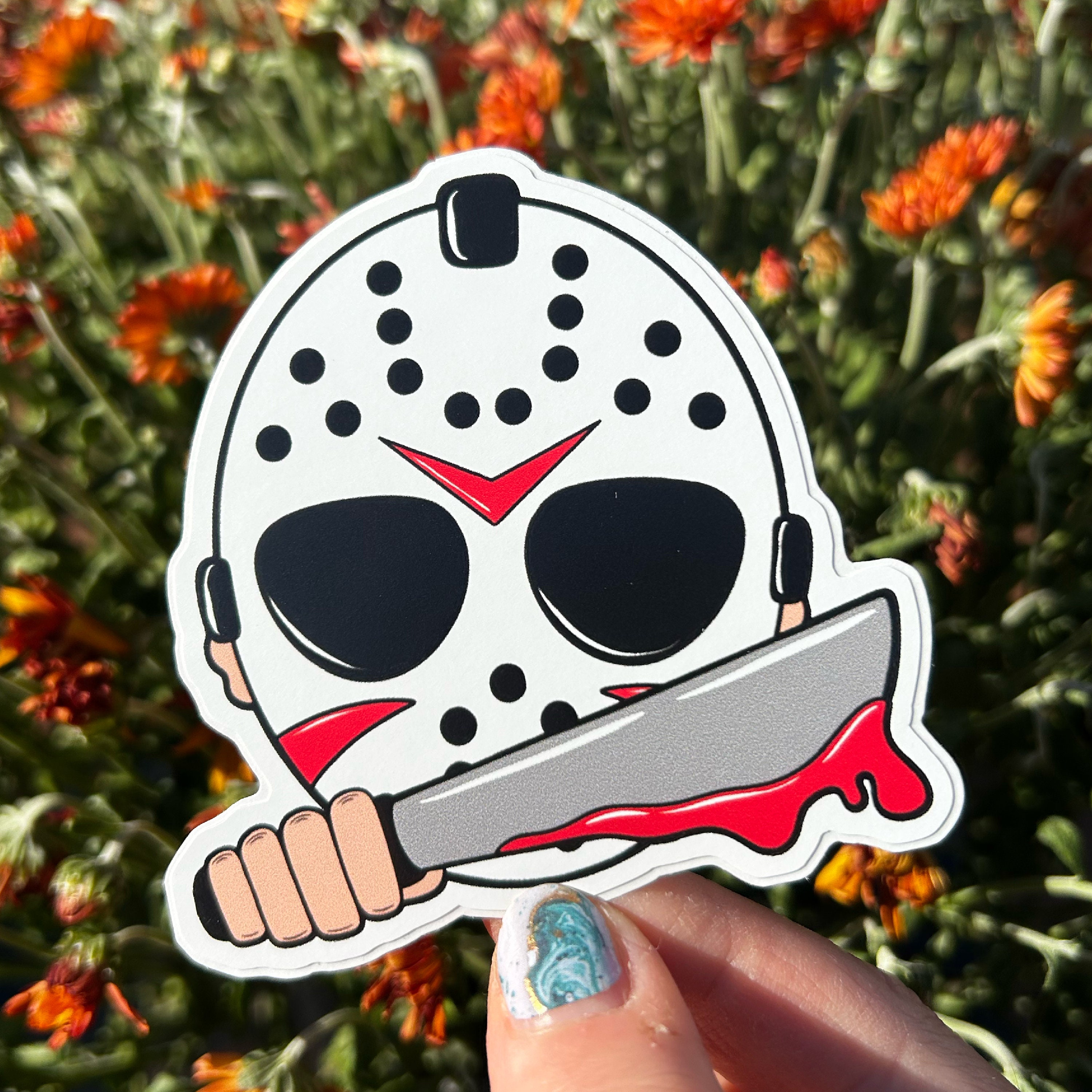 Hockey Mask Slasher Die Cut Sticker | 3 Inch Matte Horror Halloween ...