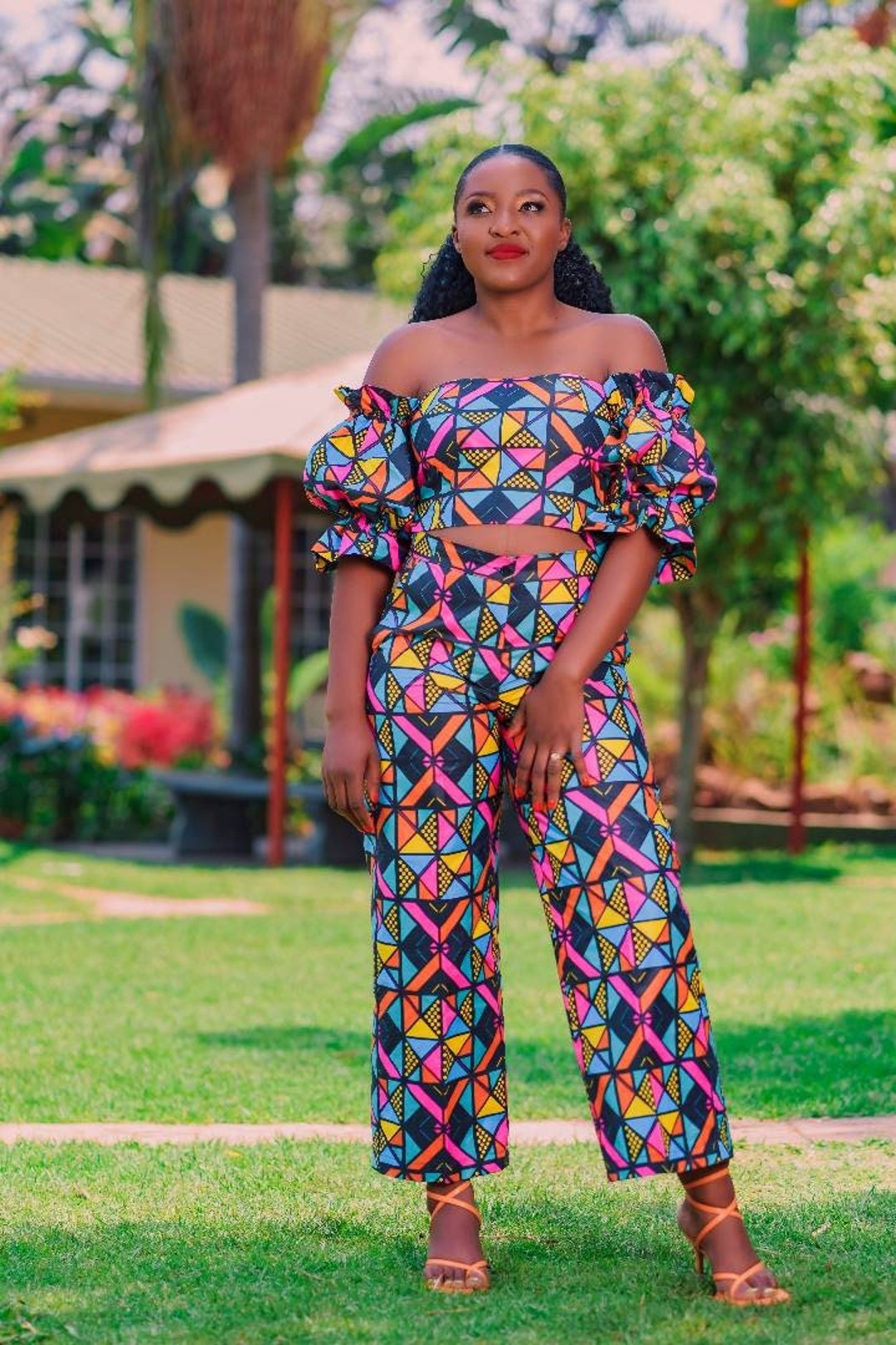 African Print Two Piece Outfit - Etsy