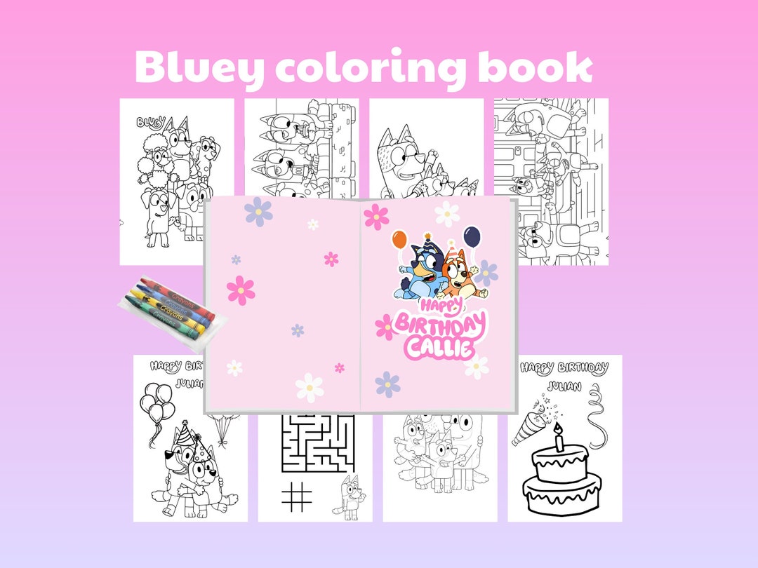 Bluey Coloring Book, Pink - Etsy