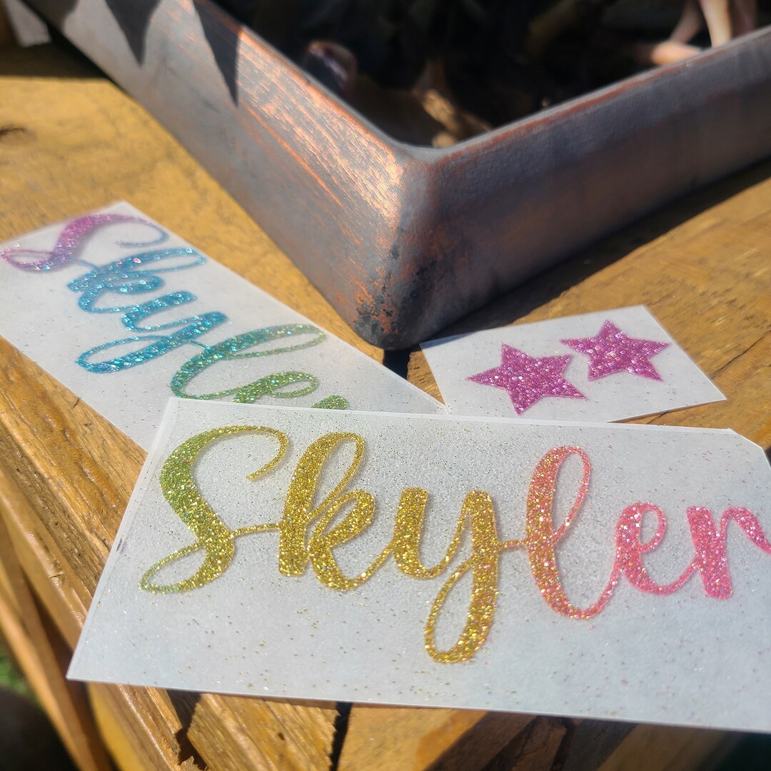 Custom Glitter Rainbow Name Iron on Decal: HTV Name Patch - Etsy