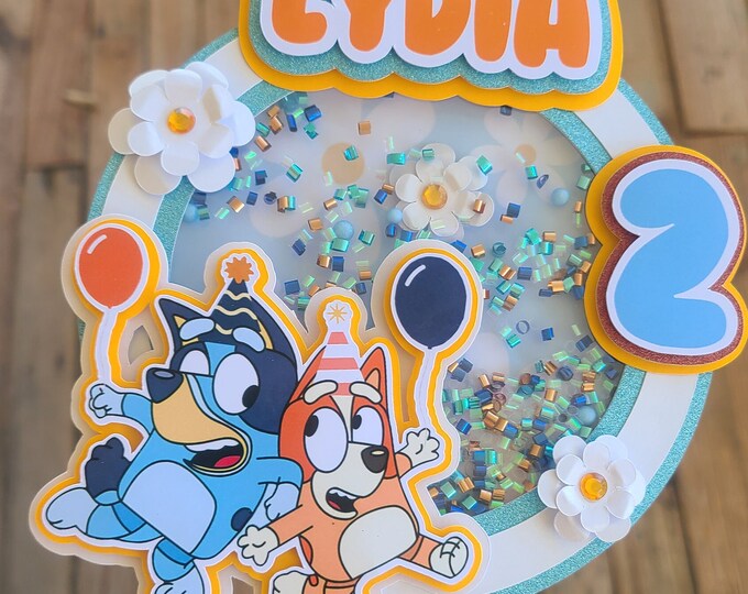 Bluey Theme Cake Topper, Bluey and Bingo, 3d Bluey Topper for Birthday ...