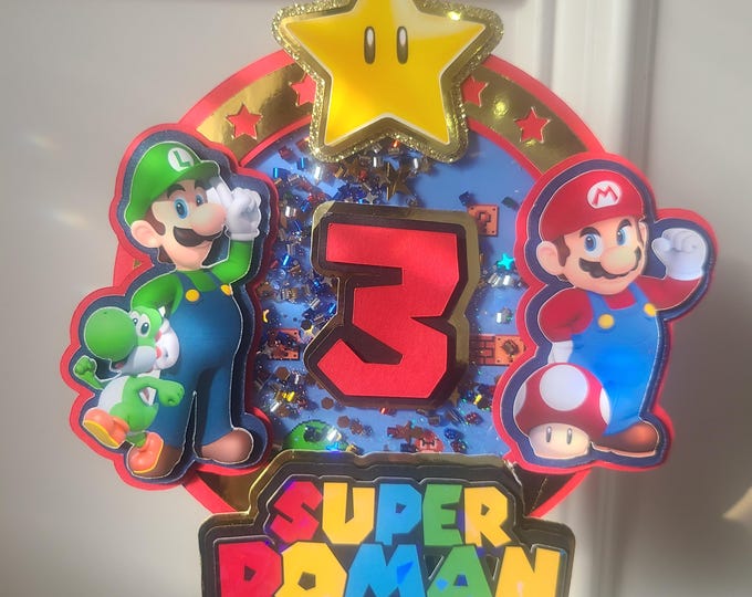 Super Mario Cake Topper, Mario Cake Topper Shaker With LED Lights ...