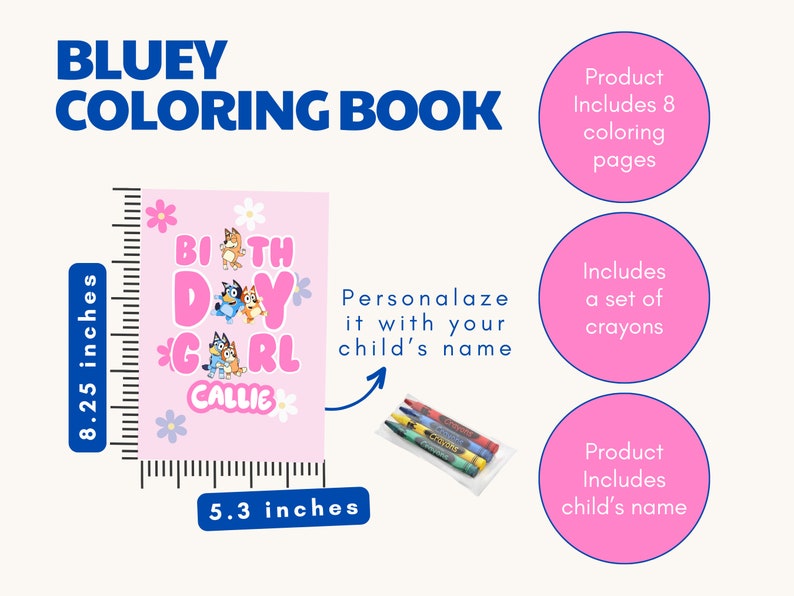 Bluey Coloring Book, Pink - Etsy