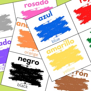 Bilingual Printable Color Flashcards | 11 Cards | Kids Learning Spanish ...