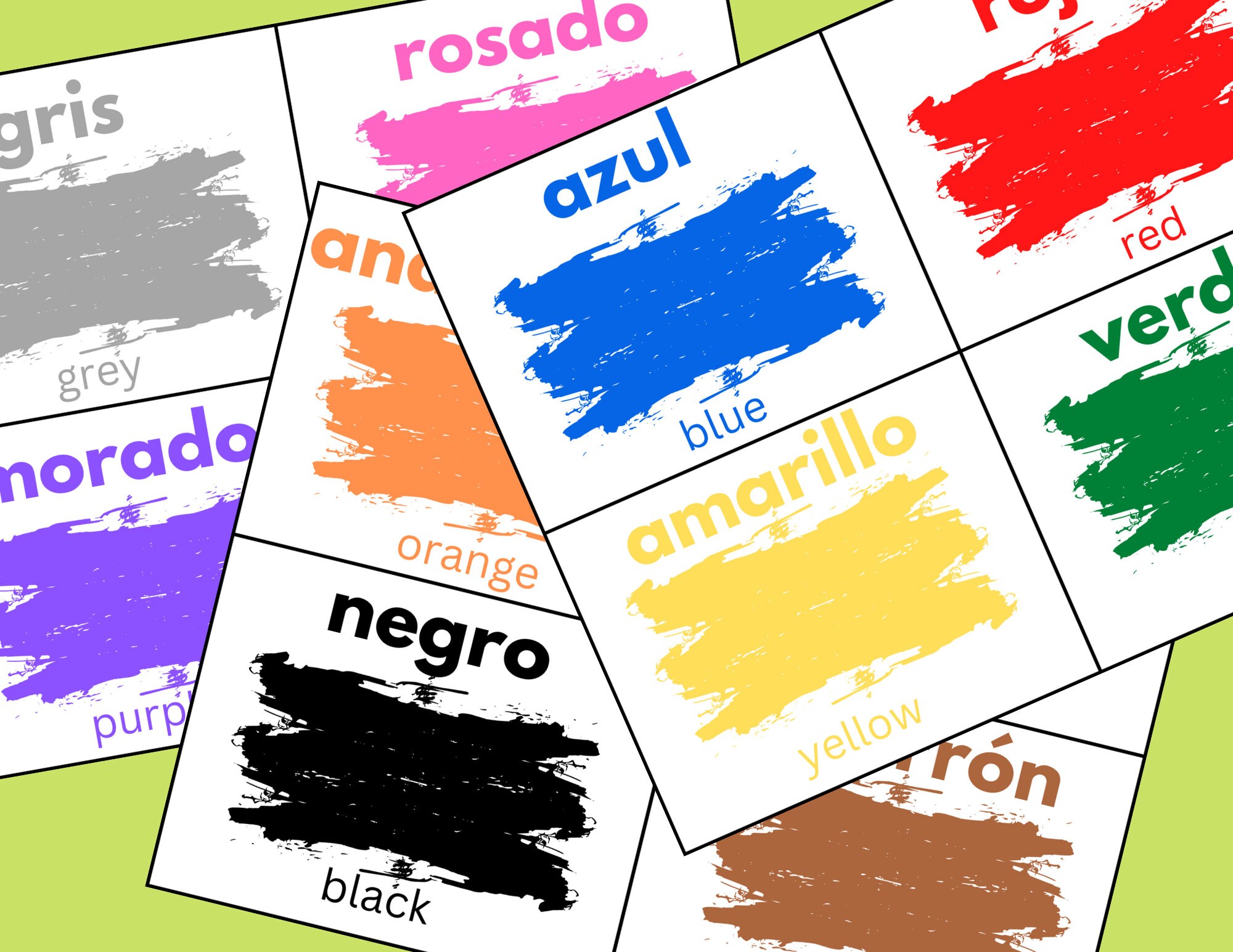 Bilingual Printable Color Flashcards | 11 Cards | Kids Learning Spanish ...