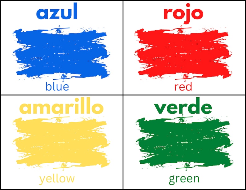 Bilingual Printable Color Flashcards | 11 Cards | Kids Learning Spanish ...
