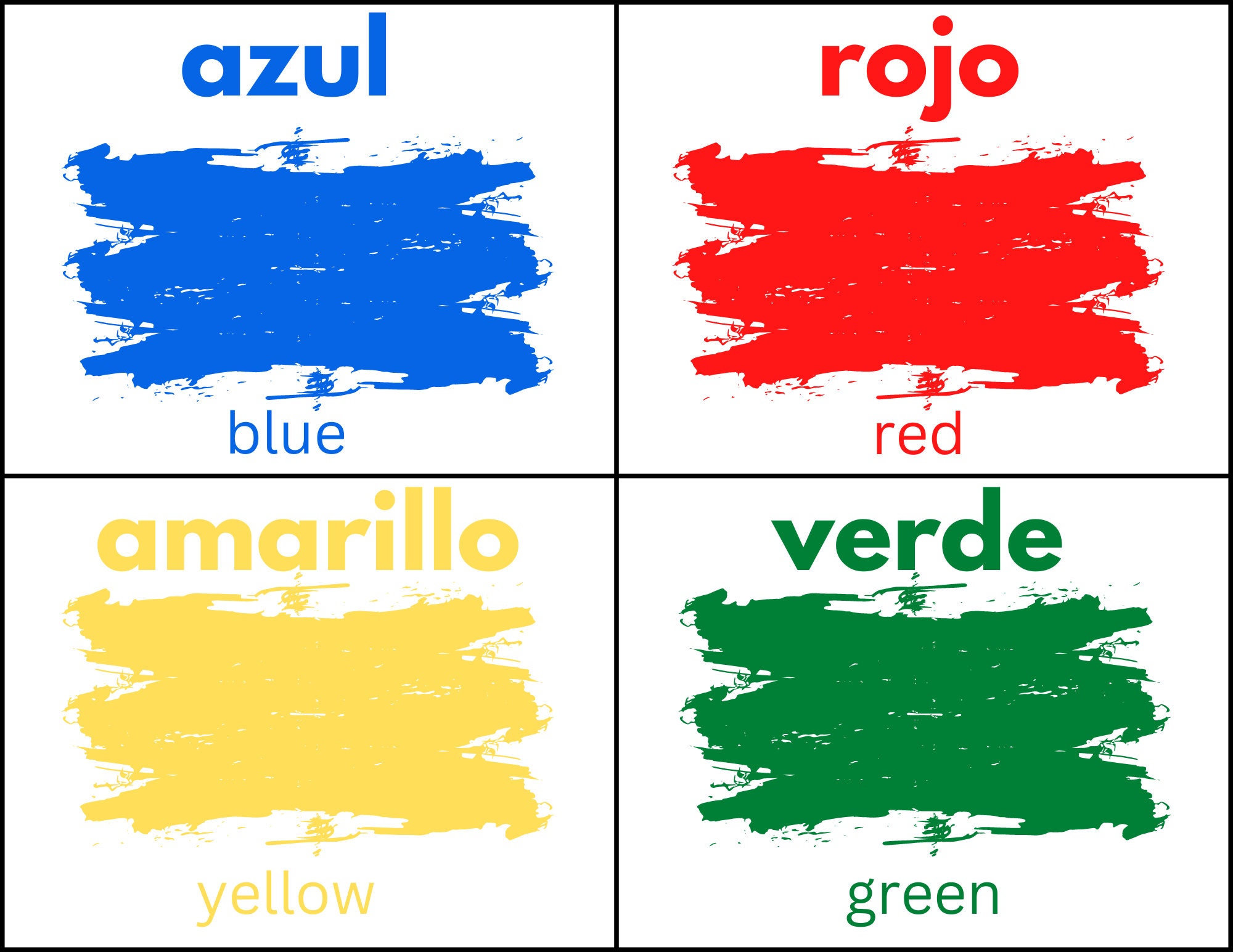 Bilingual Printable Color Flashcards | 11 Cards | Kids Learning Spanish ...