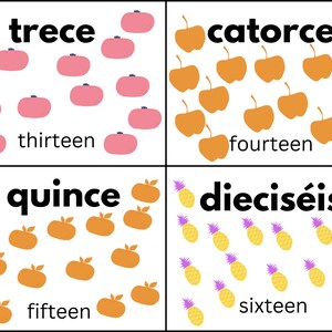 1-20 Printable Spanish Flashcards With Pictures | Bilingual Cards, Kids ...