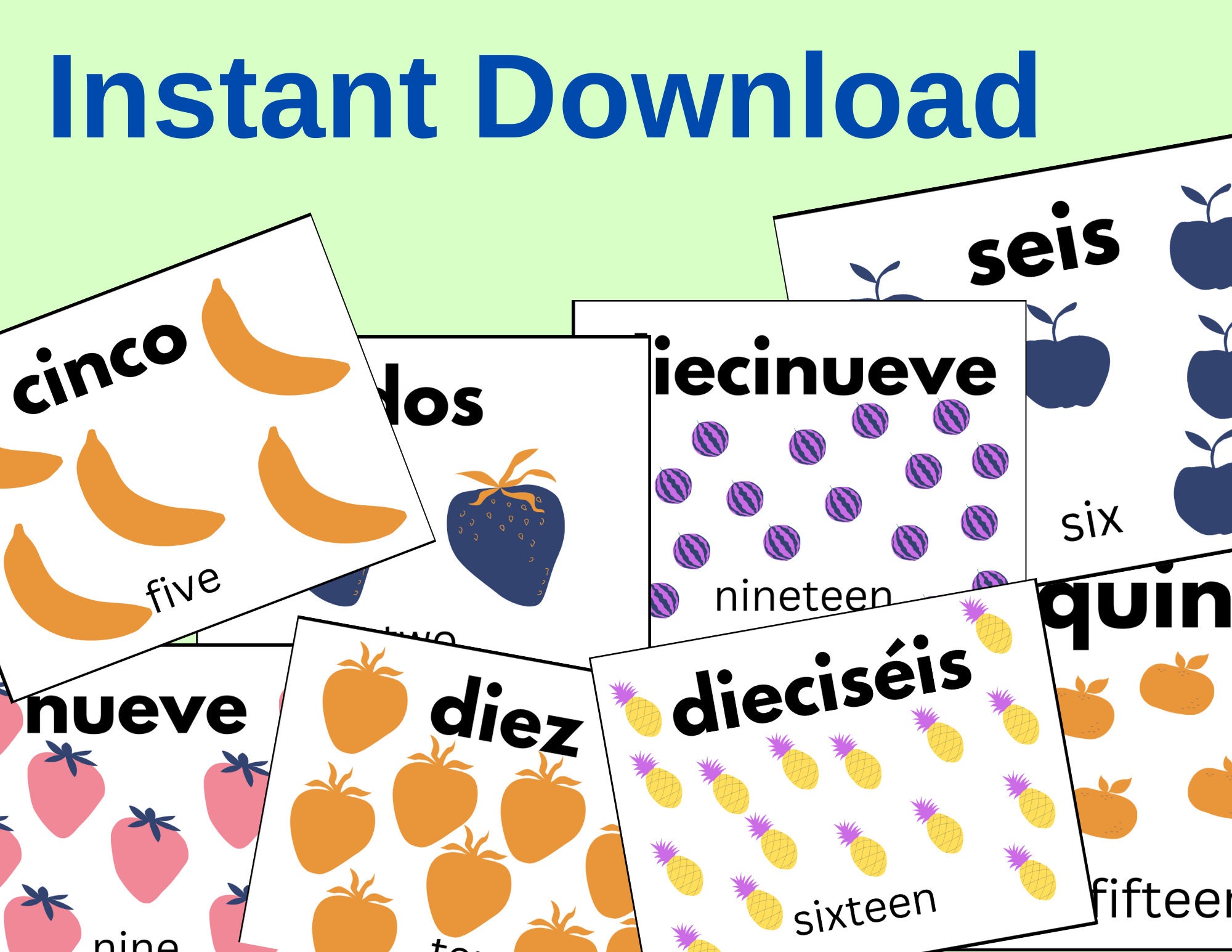1-20 Printable Spanish Flashcards With Pictures | Bilingual Cards, Kids ...