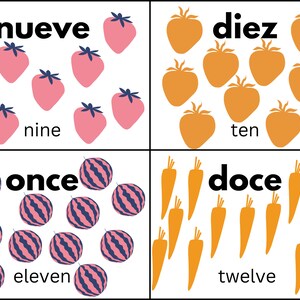 1-20 Printable Spanish Flashcards With Pictures | Bilingual Cards, Kids ...