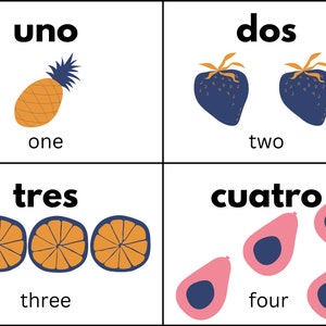 1-20 Printable Spanish Flashcards With Pictures | Bilingual Cards, Kids ...