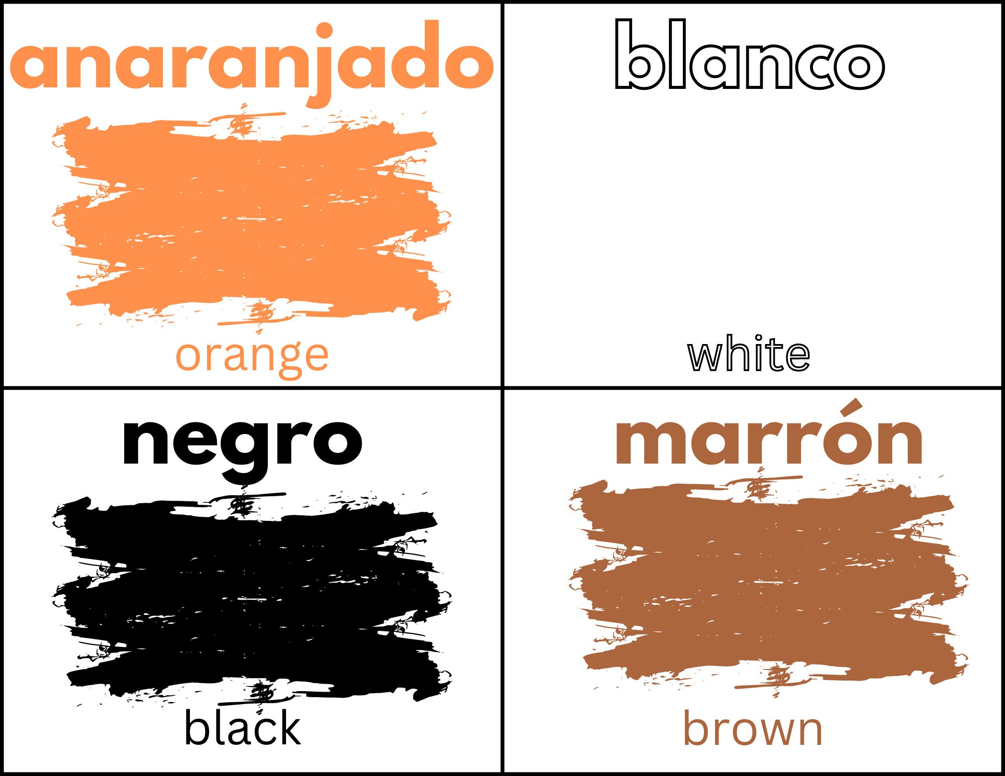 Bilingual Printable Color Flashcards | 11 Cards | Kids Learning Spanish ...