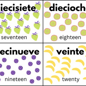 1-20 Printable Spanish Flashcards With Pictures | Bilingual Cards, Kids ...