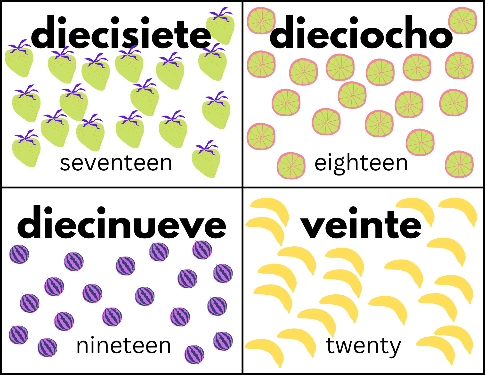 1-20 Printable Spanish Flashcards With Pictures | Bilingual Cards, Kids ...