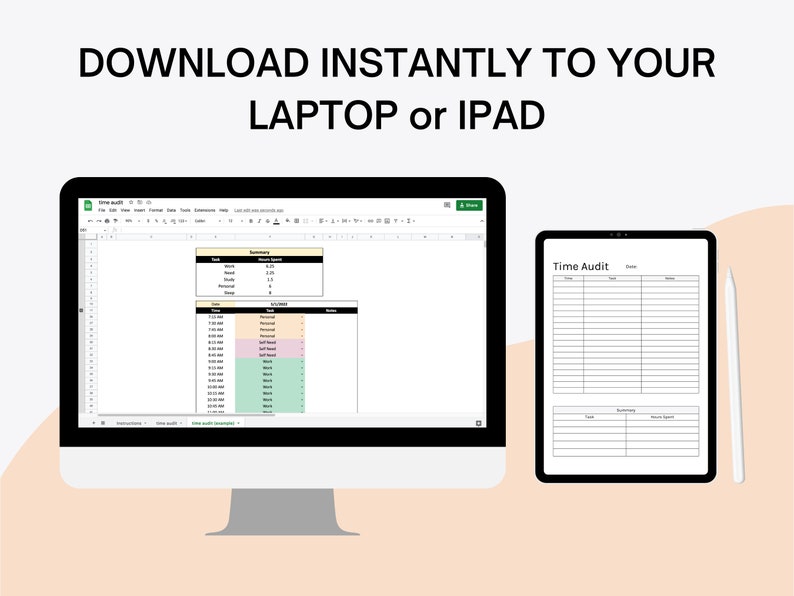 Time Tracker | Printable Time Tracker | Time Tracker Spreadsheet | Time ...