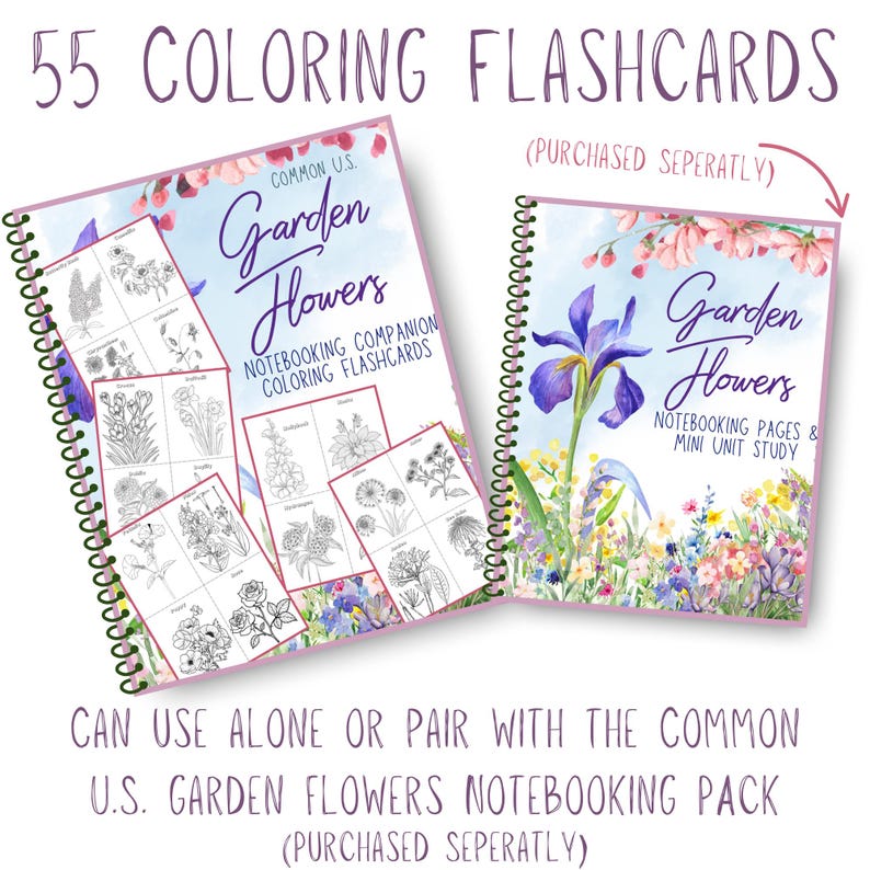 Garden Flowers Coloring Flashcards 55 Printable Flower Species ...