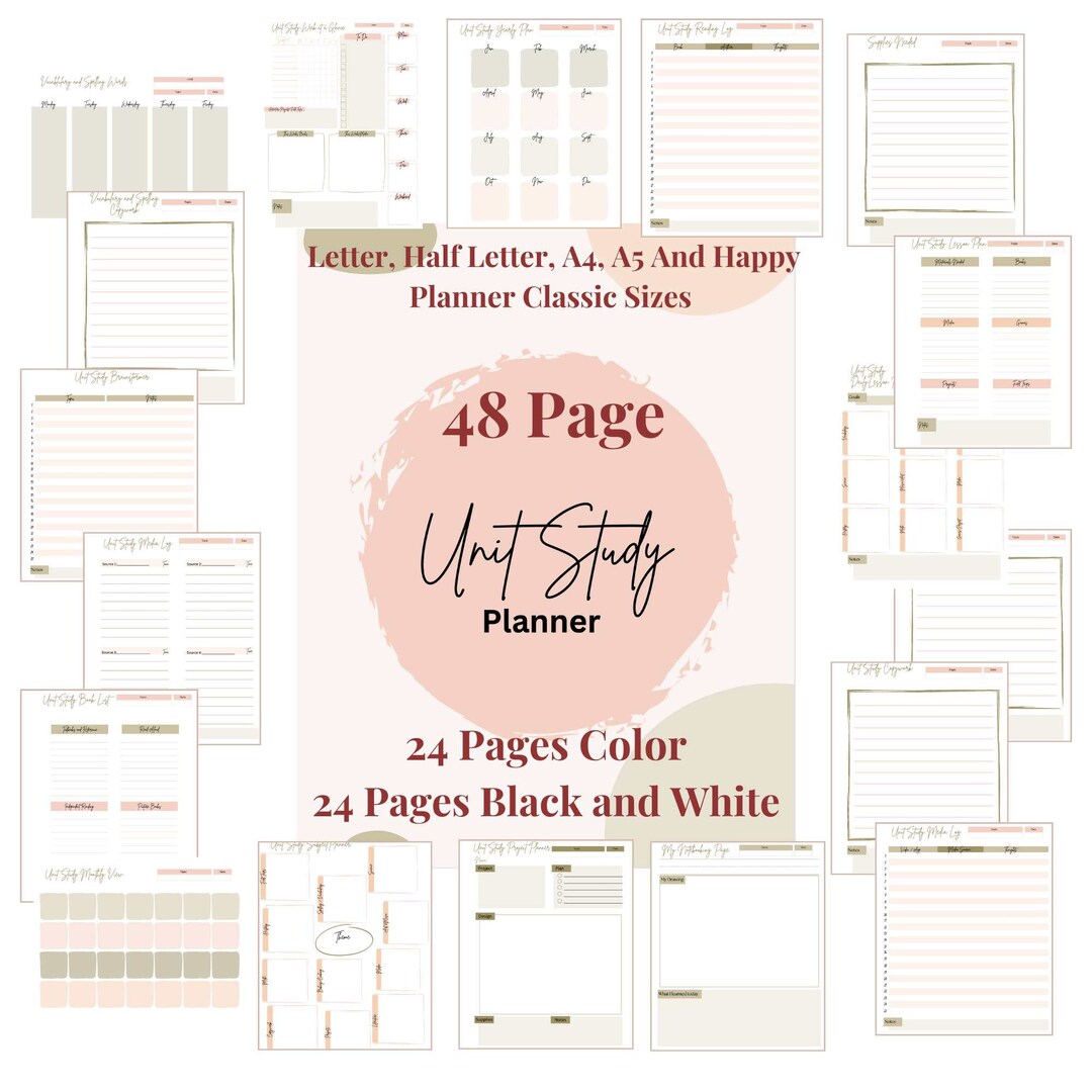 Ultimate Homeschool Unit Study Planner Printable PDF 50 Pages in Color ...