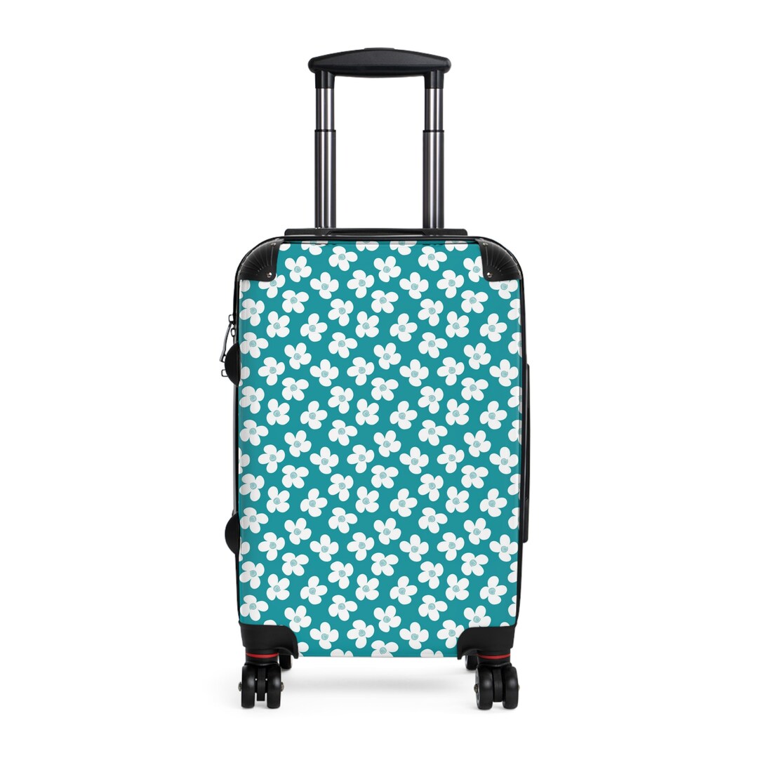Teal Travel Suitcase, Flower Suitecase, Teal Flower Rolling Carry On ...