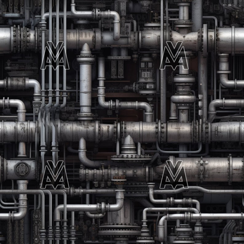 Metal Pipes Connectors Plumbing Copper Brass Steampunk Seamless Tiles ...