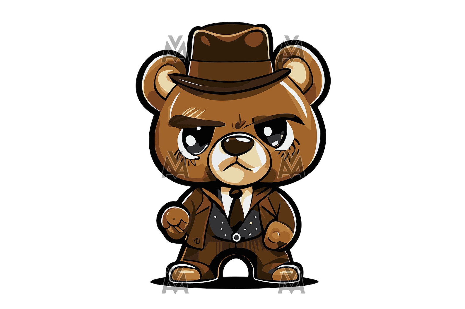 Teddy Bear Mobster SVG Vector Mafia Bear 1930s Streetwise Gangster Gang ...