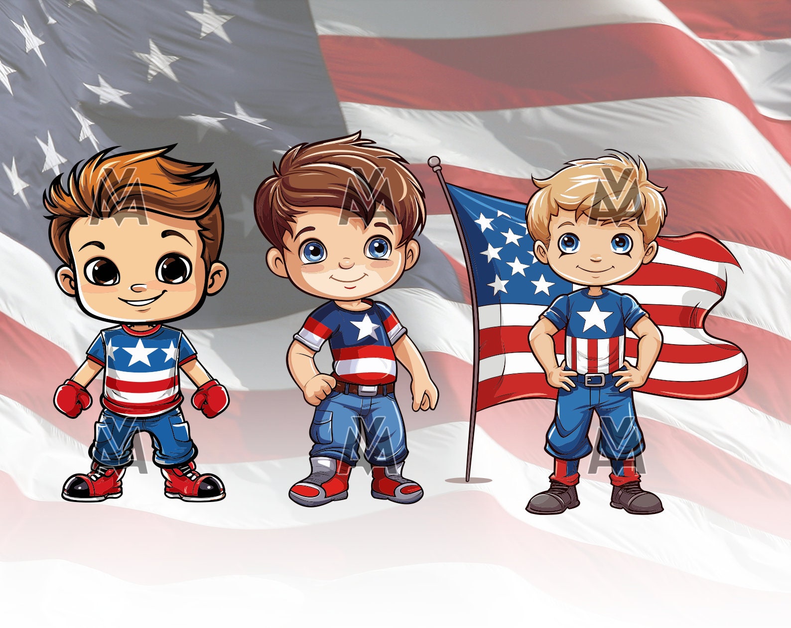 American Patriot Boys, Patriot, Patriotic, American Design Bundle ...