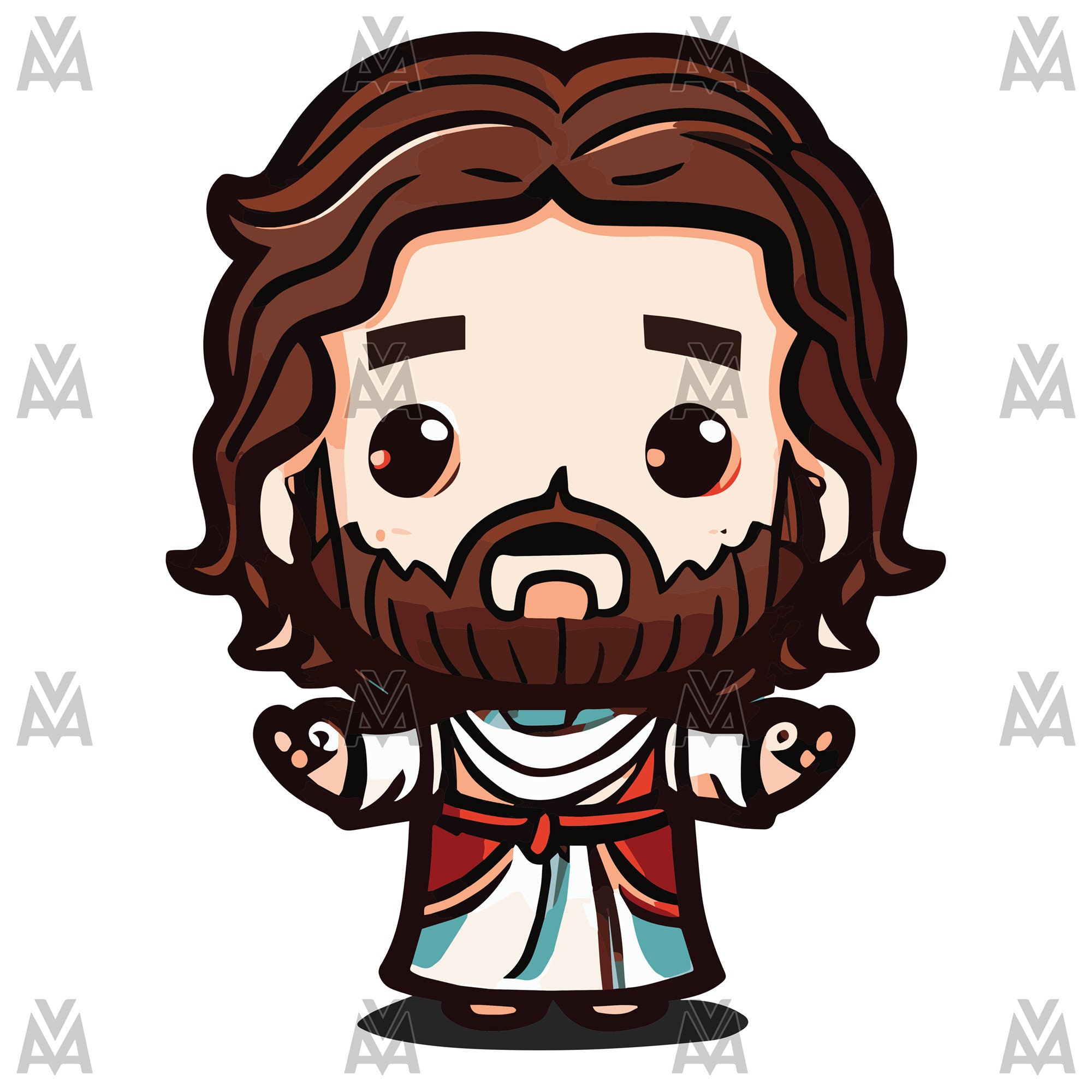 Adorable Cute Chibi Style Jesus Christ, PNG, SVG, Vector, T-shirt ...