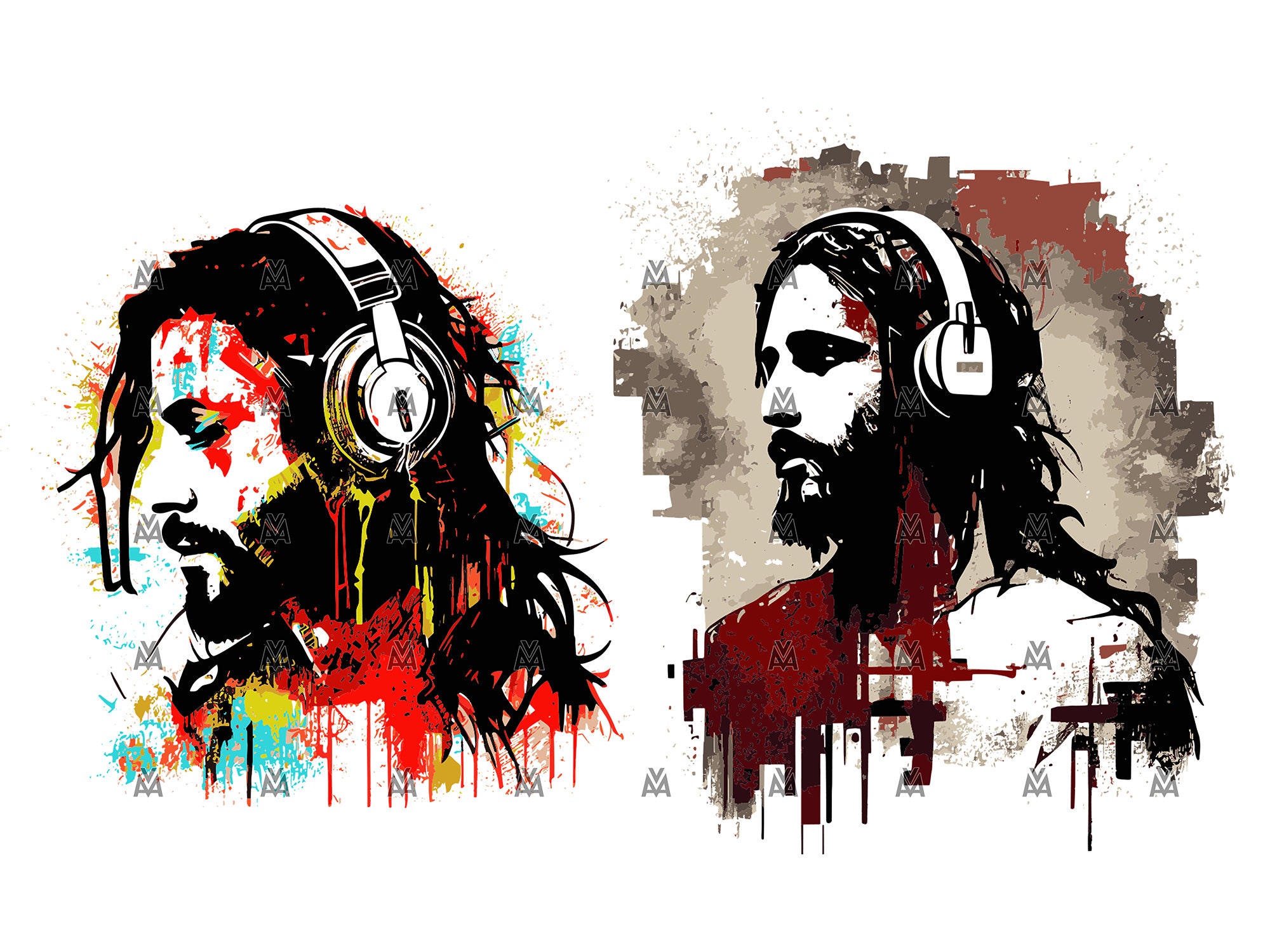 Jesus Christ is My DJ Vector SVG Mural Extreme Detail Transparent ...