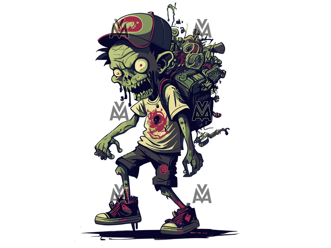 Zombie Comic Style SVG DTG High Resolution Transparent PNG Vector ...