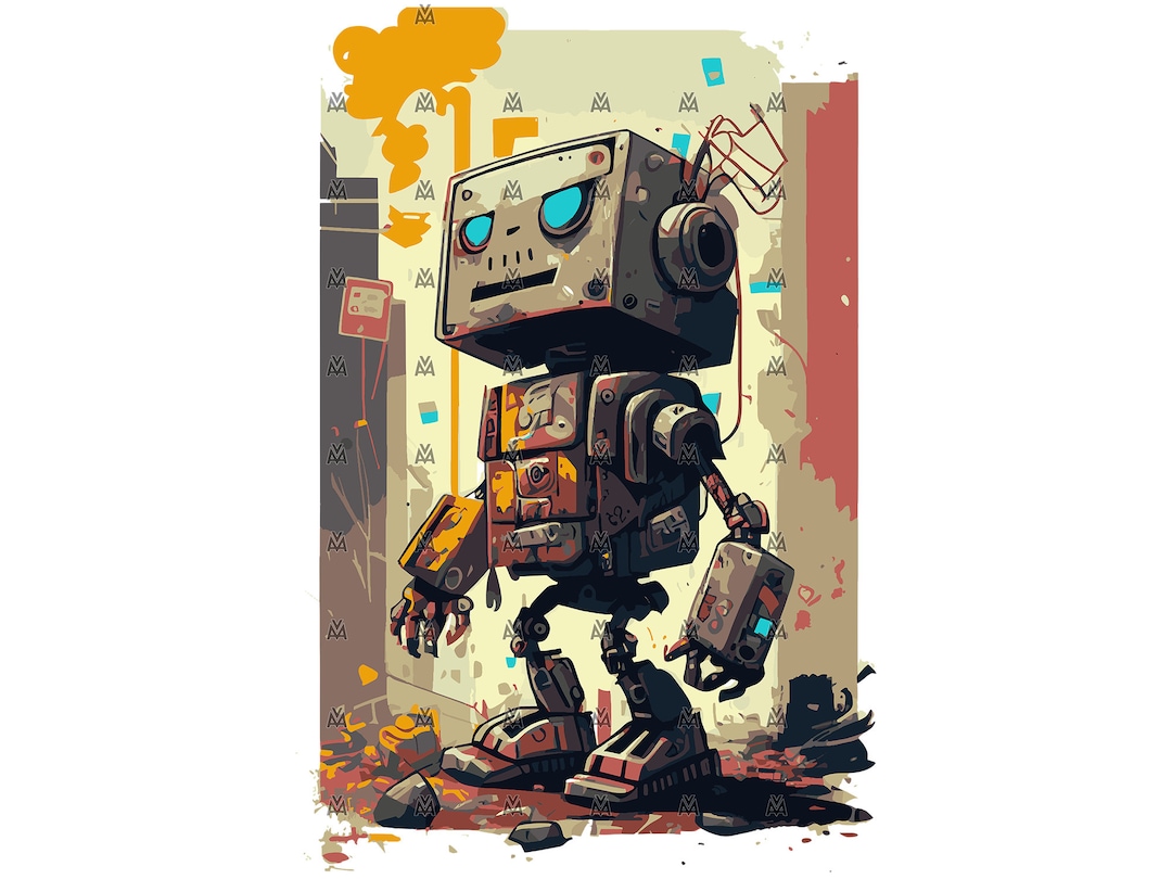 Cute Boxy Robot Svg Png High Resolution Graphic Artwork Dtg Printable ...