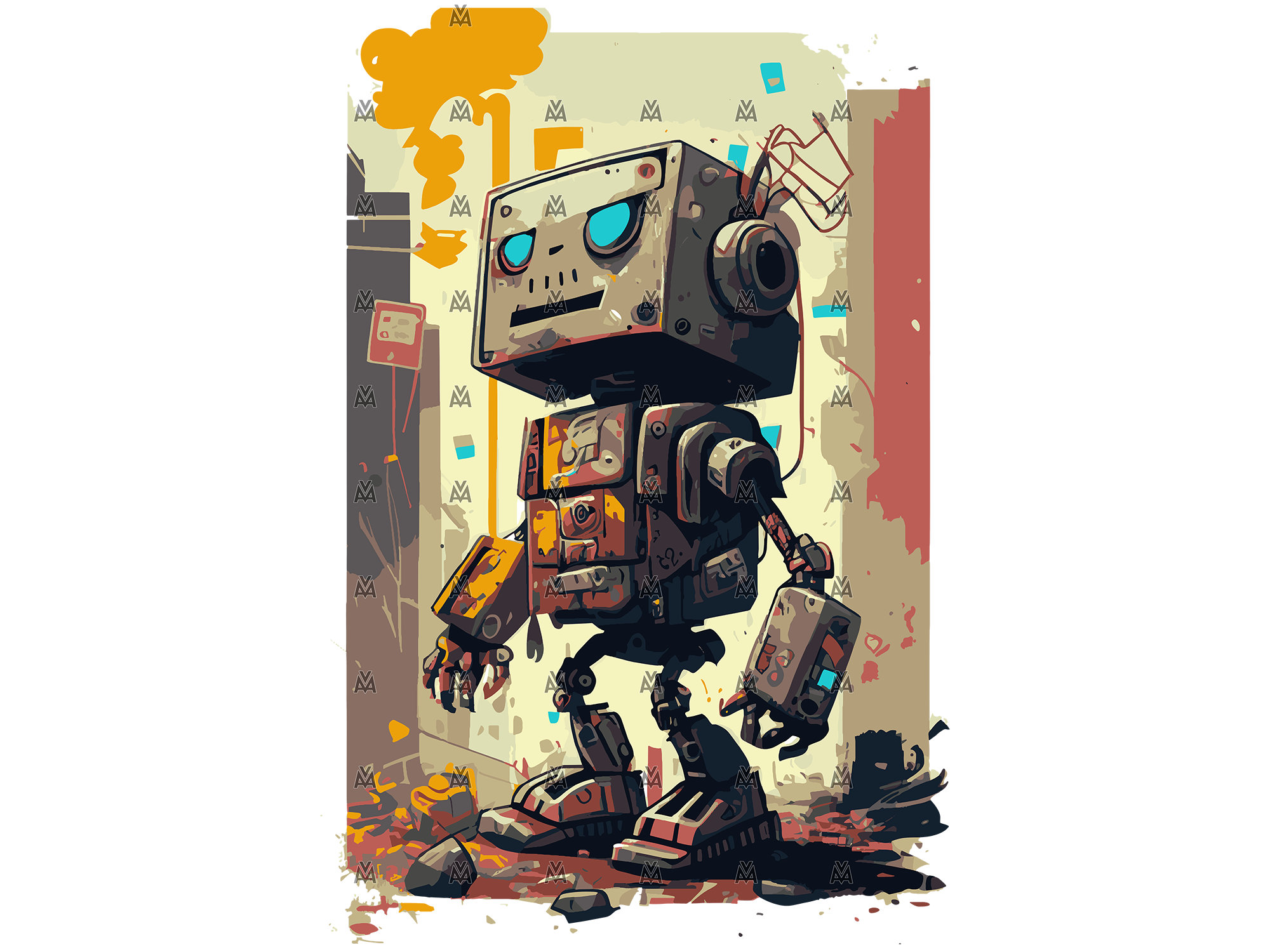 Cute Boxy Robot Svg Png High Resolution Graphic Artwork Dtg Printable ...